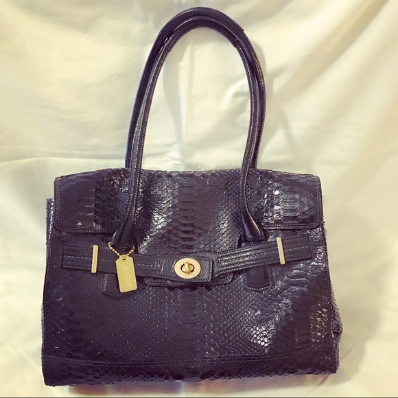 Coach | Bags | Coach Faux Python Black Patent Purse | Poshmark